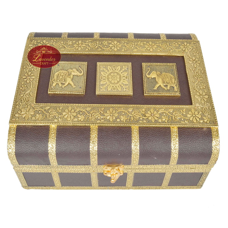 Antique Look, Brown Artificial Leather Finish, Wooden Handmade 2-roll ...